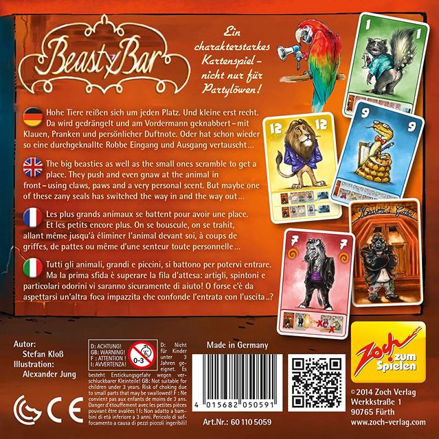 Beasty Bar Card Game by Zoch Verlag | Recognized as one of New Jersey's ...